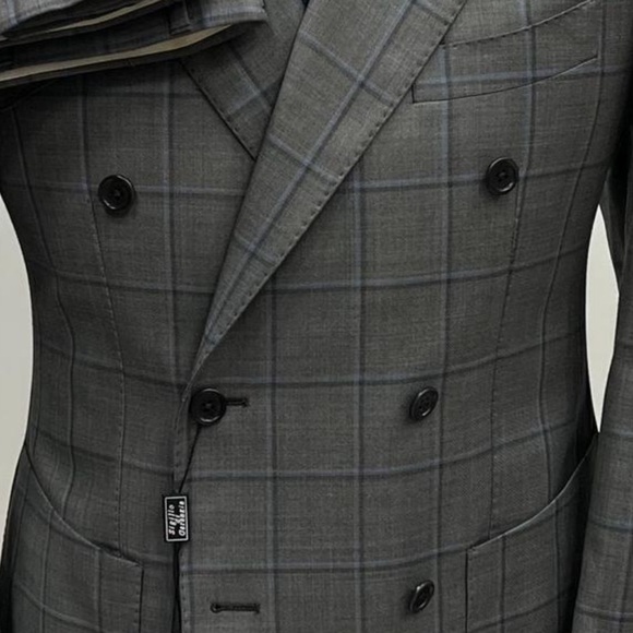 Cerruti 1881 | Suits & Blazers | Grey Windowpane Double Breasted Super ...